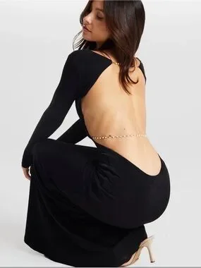 Sasha Therese | Dresses | Sasha Therese Black Long Sleeve Cutout Maxi ...